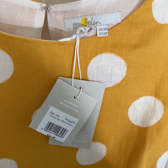 Boden | Dresses | Boden Hazel Polka Dot Belted Linen Midi Dress In Tuscan Sun Spot 6r | Poshmark